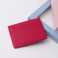 China Genuine Leather Slim Embossed Credit Card Holder Wallet with UV Print Monogrammed Custom Logo for sale