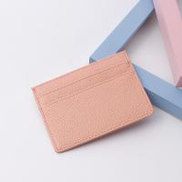 China Genuine Leather Slim Embossed Credit Card Holder Wallet with UV Print Monogrammed Custom Logo for sale