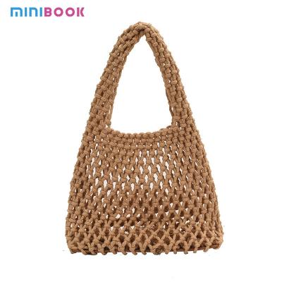 China Woven Beach Fishing Net Handbag Shoulder Bag Mix Models Low MOQ Custom Logo for sale