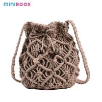 China Handmade Macrame Shoulder Bag Cotton Rope Woven Crochet Tote 30x25cm for sale