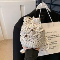 China Handmade Macrame Shoulder Bag Cotton Rope Woven Crochet Tote 30x25cm for sale