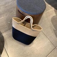 China Handmade Woven Beach Bag Cotton Rope Macrame Shoulder Bag Custom Logo 40x30cm for sale