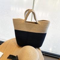 China Handmade Woven Beach Bag Cotton Rope Macrame Shoulder Bag Custom Logo 40x30cm for sale