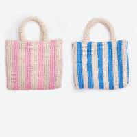 China Custom Logo Square Paper Rope Raffia Straw Tote Shoulder Handbag Polyester Bag 2024 for sale