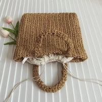 China Custom Logo Square Paper Rope Raffia Straw Tote Shoulder Handbag Polyester Bag 2024 for sale