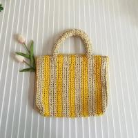 China Custom Logo Square Paper Rope Raffia Straw Tote Shoulder Handbag Polyester Bag 2024 for sale