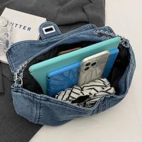 China Cloth Denim Women Tote Bag Big Capacity 40L Vintage Style Ladies Fashion Shoulder Bag for sale