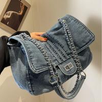 China Cloth Denim Women Tote Bag Big Capacity 40L Vintage Style Ladies Fashion Shoulder Bag for sale