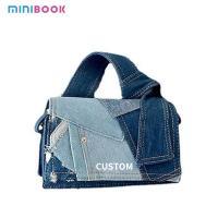 China Girls Casual Mini Shoulder Bag Patchwork Denim Zipper Closure 20cm for sale