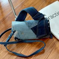 China Girls Casual Mini Shoulder Bag Patchwork Denim Zipper Closure 20cm for sale