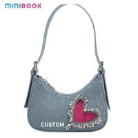 China Women Denim Heart Shaped Shoulder Handbag Zipper Crossbody Bag 2024 Fashion for sale