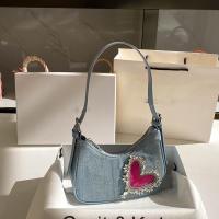 China Women Denim Heart Shaped Shoulder Handbag Zipper Crossbody Bag 2024 Fashion for sale
