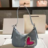 China Women Denim Heart Shaped Shoulder Handbag Zipper Crossbody Bag 2024 Fashion for sale