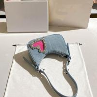 China Women Denim Heart Shaped Shoulder Handbag Zipper Crossbody Bag 2024 Fashion for sale