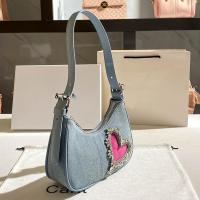 China Women Denim Heart Shaped Shoulder Handbag Zipper Crossbody Bag 2024 Fashion for sale