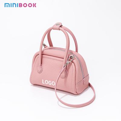 China Genuine Cowhide Leather Mini Boston Bag Luxury Handbag for Women 22cm Shoulder Crossbody for sale