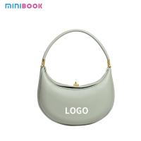 China Genuine Leather Crescent Shape Crossbody Bag with Magnetic Clasp and Inside Zipper Pocket 30cm for sale