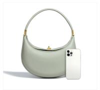 China Genuine Leather Crescent Shape Crossbody Bag with Magnetic Clasp and Inside Zipper Pocket 30cm for sale
