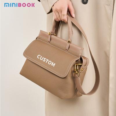 China Genuine Leather Small Handbag for Women Durable Daily Use 20cm Width Custom Logo for sale