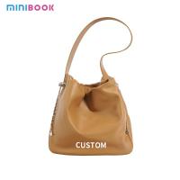 China Genuine Leather Ladies Tote Bucket Bag for Women Daily Use Custom Logo OEM for sale