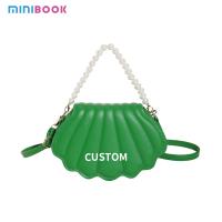 China Custom Logo Shell Shape Woman Handbag with Pearl Chain Fashion Design 25cm for sale