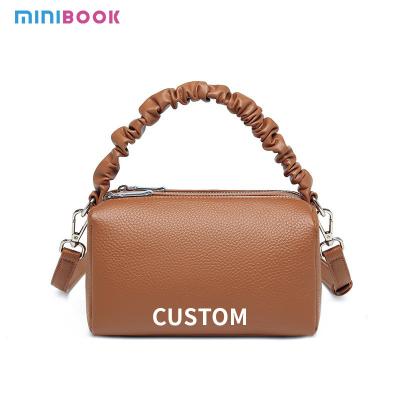 China Women's Genuine Cow Leather Luxury Tote Bag Double Zipper Shoulder Bag 35x30x10cm for sale