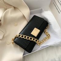 China Women's Crocodile Pattern Small Square Handbag with Chain Underarm Bag 20x12cm for sale