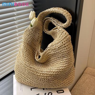 China Large Capacity Handmade Woven Tote Bag 50x40cm Moroccan Summer Beach Shoulder Bag for Women for sale