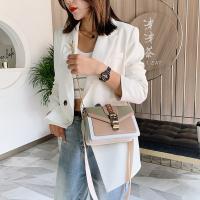 China Contrast Color Ladies Cross Body Bag PU Leather Luxury Purses Shoulder Bag 30x20x10cm for sale