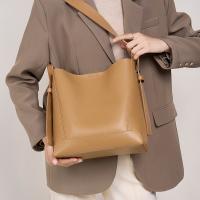China Genuine Leather Women's Bucket Bag 2024 Designer Handbag Single Handle Tote 30cm for sale