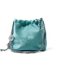 China Women's Mini Bucket Bag with String Chain Waterproof Shiny Leather 20cm for sale