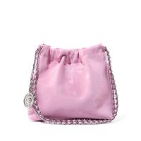 China Women's Mini Bucket Bag with String Chain Waterproof Shiny Leather 20cm for sale