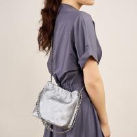 China Women's Mini Bucket Bag with String Chain Waterproof Shiny Leather 20cm for sale