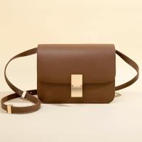 China Genuine Leather Ladies Tofu Bag Luxury Handbag Purse Small Shoulder Daily Use 20cm for sale