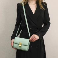 China Genuine Leather Ladies Tofu Bag Luxury Handbag Purse Small Shoulder Daily Use 20cm for sale