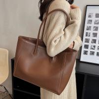 China Vintage PU Leather Women's Tote Bag Large Capacity Shoulder Handbag 35x30x12cm for sale