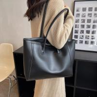 China Vintage PU Leather Women's Tote Bag Large Capacity Shoulder Handbag 35x30x12cm for sale
