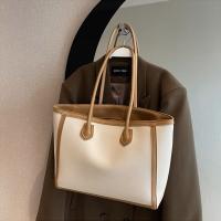 China Vintage PU Leather Women's Tote Bag Large Capacity Shoulder Handbag 35x30x12cm for sale