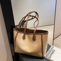 China Vintage PU Leather Women's Tote Bag Large Capacity Shoulder Handbag 35x30x12cm for sale