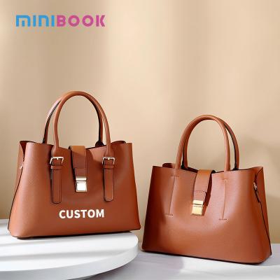 China Casual Women PU Leather Handbag Vintage Tote Bag 35x25x10cm Luxury Shoulder Bag for sale