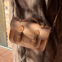 China Retro Vegetable Tanned Cowhide Crossbody Bag 1-Shoulder Daily Use Leather Purse for sale