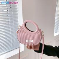 China Classic Pink Leather Crossbody Messenger Bag for Women 30cm Shoulder Purse for sale