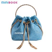 China Rhinestone Lady Evening Bag with Metal Handle Crossbody Design 25cm for sale