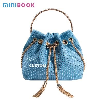 China Rhinestone Lady Evening Bag with Metal Handle Crossbody Design 25cm for sale
