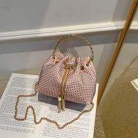 China Rhinestone Lady Evening Bag with Metal Handle Crossbody Design 25cm for sale