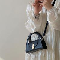 China Single Handle PU Leather Tote Purse for Women Elegant Half Moon Bag 30cm for sale