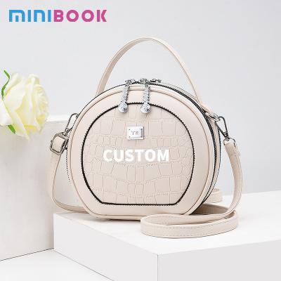China Round PU Leather Women Handbag Crocodile Pattern Designer Lock Bag 30cm for sale