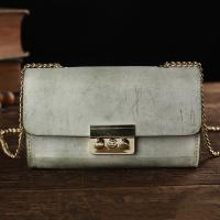 China Custom Logo Retro Wax Matt Vegetable Tanned Cowhide Shoulder Crossbody Bag for Women 30x20cm for sale