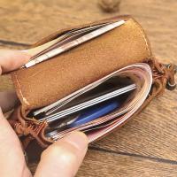 China Hand-rubbed Vegetable-tanned Leather Coin Purse Portable Retro Chinese-style 8x5cm for sale
