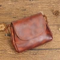 China Hand-rubbed Vegetable-tanned Leather Coin Purse Portable Retro Chinese-style 8x5cm for sale